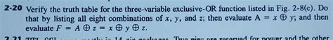 Solved 2 20 ﻿verify The Truth Table For The Three Variable