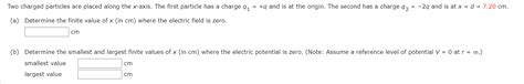 Solved Two Charged Particles Are Placed Along The X Axis Chegg Com
