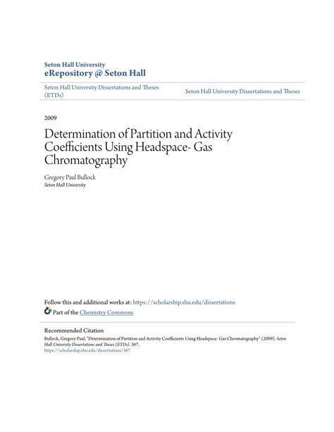 Pdf Determination Of Partition And Activity Coefficients Using