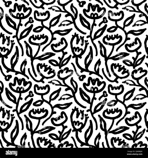 Vector Hand Drawn Abstract Floral Seamless Pattern Stock Vector Image And Art Alamy
