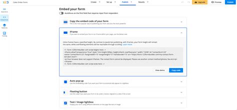 js html or iframe embed code for forms 123formbuilder