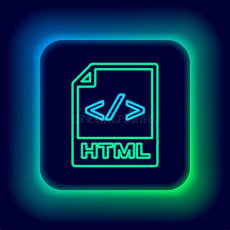 Glowing Neon Line Html File Document Download Html Button Icon