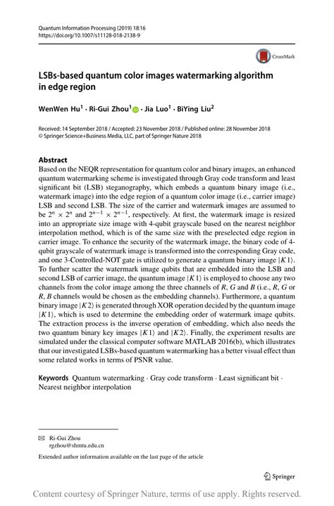 lsbs based quantum color images watermarking algorithm in edge region