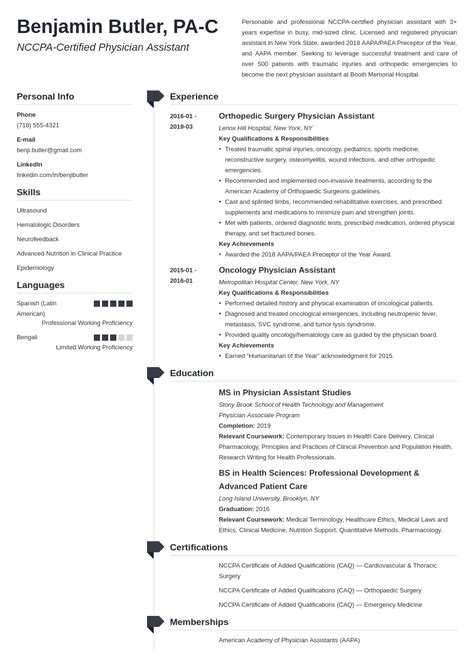 Physician Assistant Resume Examples And Templates For Pa