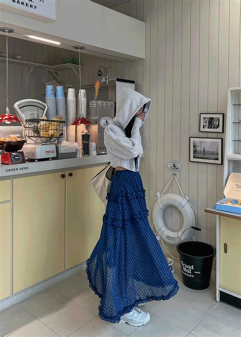 올리브 체크 스커트 에이블리