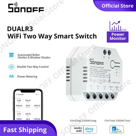 SONOFF DUALR WiFi Switch Gang Power Monitoring Switch Smart Relay Module Two Way Control