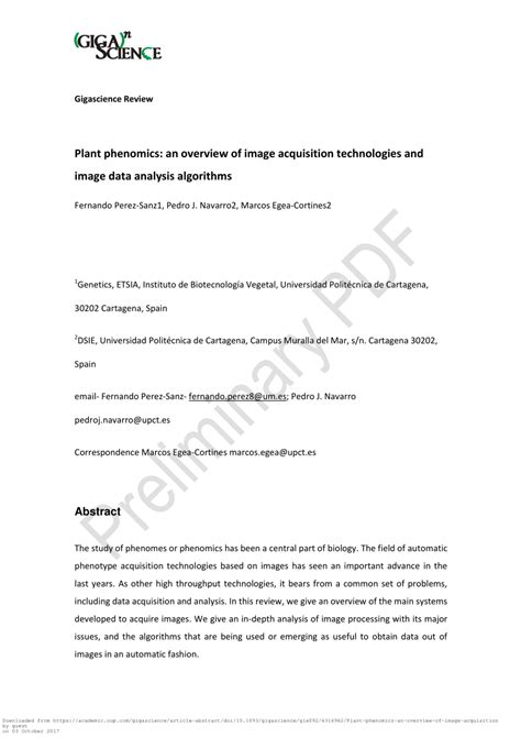 Pdf Plant Phenomics An Overview Of Image Acquisition Technologies