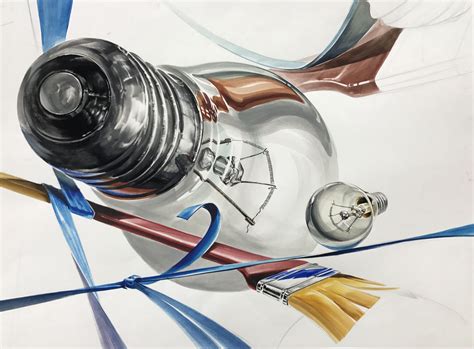 기초디자인전구빽붓리본목우미술학원hong 전구 그리기 그림 디자인 전구