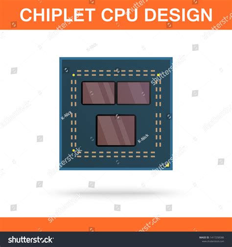 Realistic Modern Chiplet Cpu Design Front Stock Vector Royalty Free