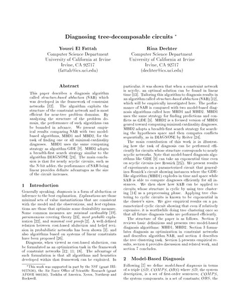 Pdf Diagnosing Tree Decomposable Circuits