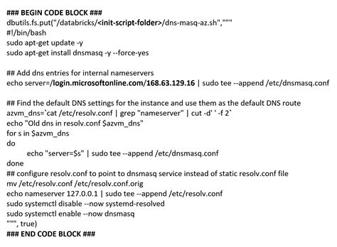 Configuring Azure Databricks Clusters Domain Name Resolution When