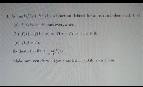Solved Marks Let F X Be A Function Defined For All Chegg