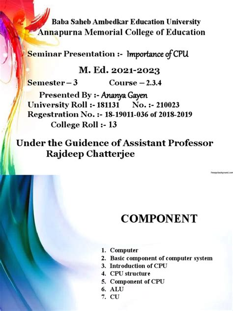 Cpu Presentation Pdf