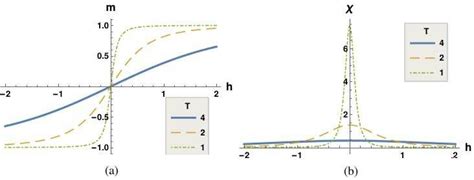 Plot Of A Magnetizationm And B Susceptibilityχ For 1d Ising
