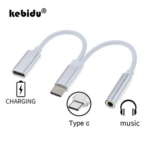 Kebidu Usb C타입 Aux 헤드폰 오디오 분배기 변환기 어댑터 케이블 고속 휴대폰 음악 액세서리 3 5mm 잭
