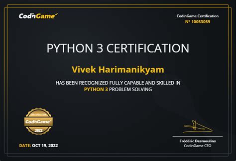 Codingame Certification