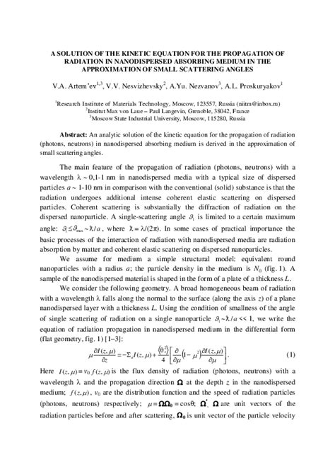 Pdf Derivation Of The Diffusion Equation And Radiation Boundary