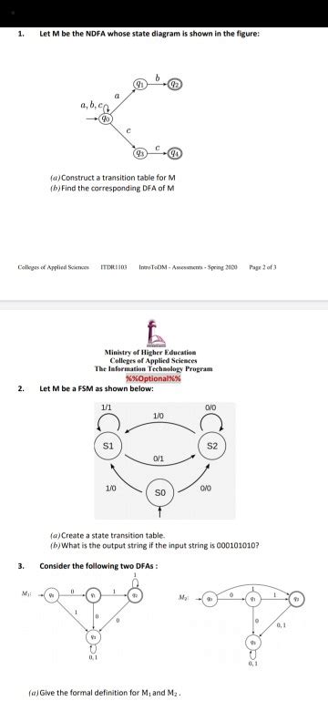 Solved 1 Let M Be The Ndfa Whose State Diagram Is Shown In