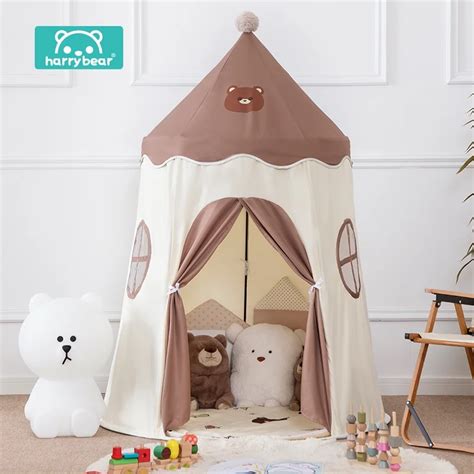 해리 곰 어린이 텐트 실내 홈 아기 게임 하우스 소녀 공주 성 장난감 몽골 가방 작은 집