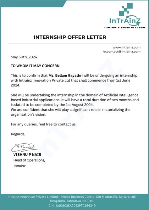 Gayathrireddy Bellam On Linkedin Internship Artificial