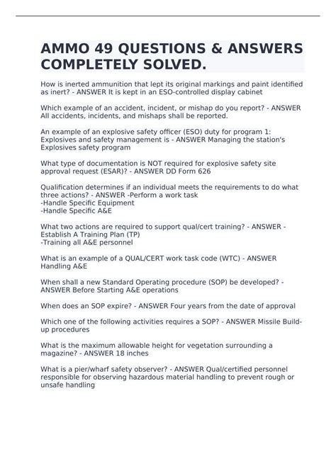 Ammo 49 Questions And Answers Completely Solved Ammo 49 Stuvia Us