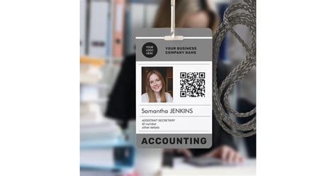 Photo Qr Code Corporate Logo Name Employee Id Badge Zazzle