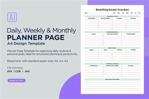 Generic Monthly Goals Tracker Planning Pages 4414916