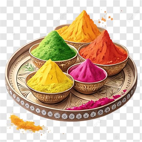 모듬 홀리 파우더로 가득 찬 전통적인 접시 화려한 축하 전통 접시 홀리 컬러 파우더 해피 홀리 Png 일러스트 및 이미지 에 대한 무료 다운로드 Pngtree