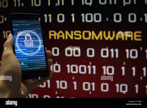 Protected In Stream Of Data Flow Padlock Icon Symbolize Security And Red Binary Code Computer