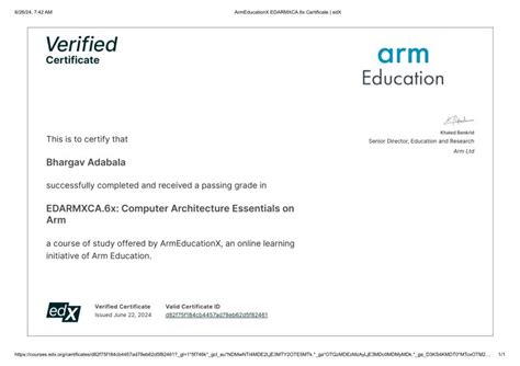 Bhargav Adabala On Linkedin Edx Armeducation Computerarchitecture Arm Lifelonglearning