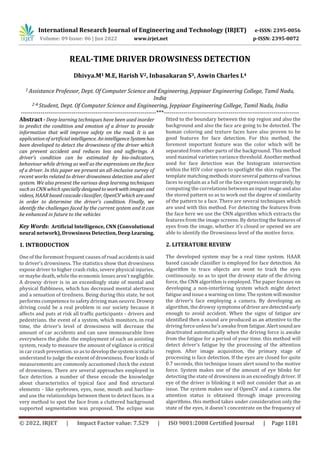 REAL TIME DRIVER DROWSINESS DETECTION PDF