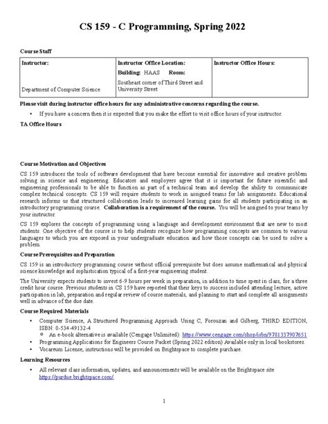 Css159000 Spring 22 Syllabus Cs 159 C Programming Spring 2022