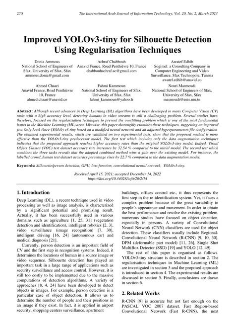 Pdf Improved Yolov3 Tiny For Silhouette Detection Using Regularisation Techniques