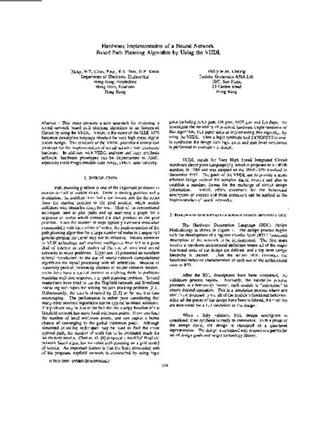 Pdf Hardware Implementation Of A Neural Network Based Path Planning