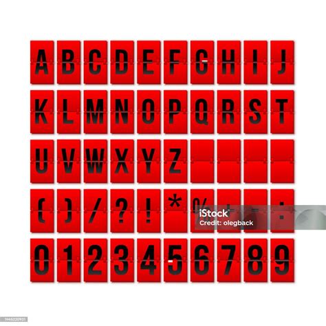 플립 알파벳 문자 숫자 및 기호 현실적인 기계식 아날로그 빨간색 정보 패널 컴퓨터 글자에 대한 스톡 벡터 아트 및 기타 이미지 컴퓨터 글자 던지기 알파벳 Istock