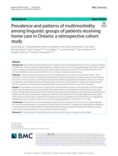 Pdf Prevalence And Patterns Of Multimorbidity Among Linguistic Groups