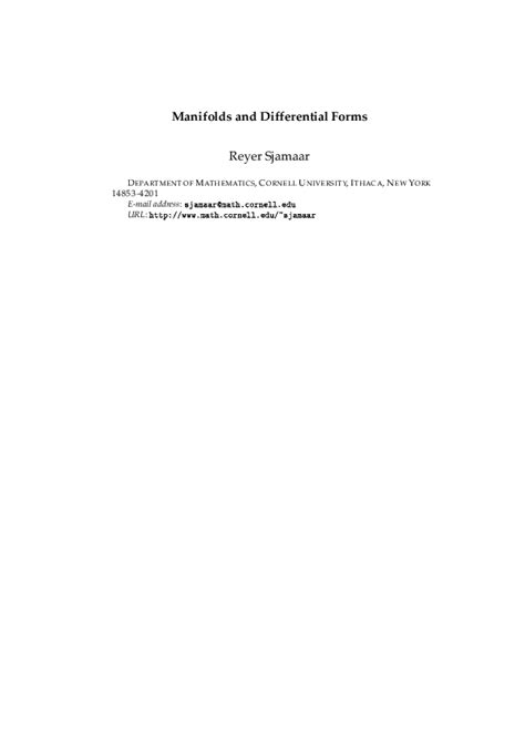 Pdf Manifolds And Differential Forms