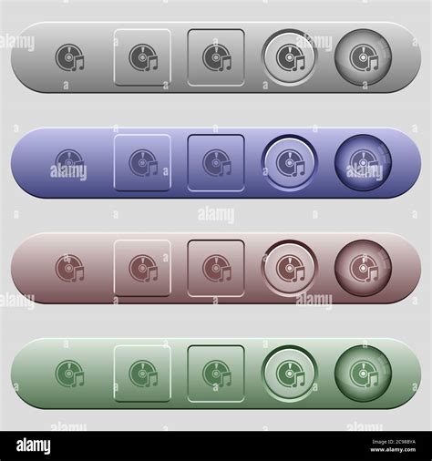 Audio CD Icons On Rounded Horizontal Menu Bars In Different Colors And