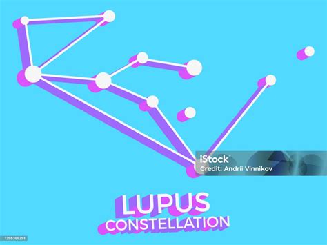 루푸스 별자리 3d 기호 파란색 배경에 등색 스타일별 아이콘 별과 은하의 클러스터 벡터 일러스트레이션 3차원 형태에 대한 스톡 벡터 아트 및 기타 이미지 Istock