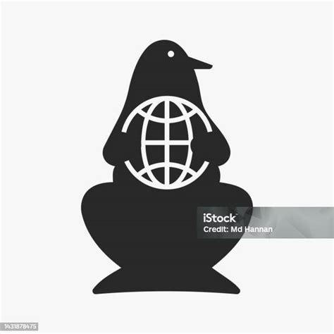 펭귄 글로벌 로고 부정적인 공간 개념 벡터 템플릿 펭귄 보유 세계 상징 0명에 대한 스톡 벡터 아트 및 기타 이미지 0명