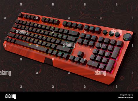 Realistic Computer Keyboard With Seamless Wavy Pattern Isolated On Dark