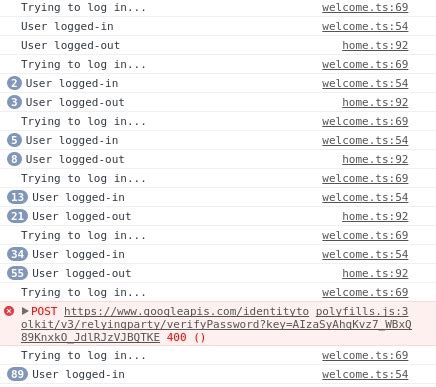 Javascript Firebase OnAuthStateChanged Following Fibonacci S Series