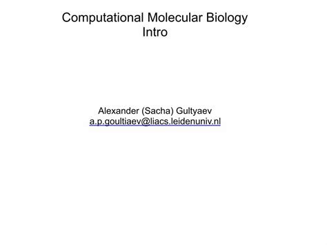 Pdf Computational Molecular Biology Intro Dokumen Tips