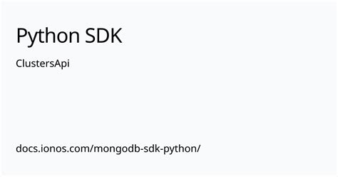 Clustersapi Python Sdk