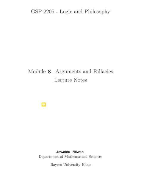 Module 8 Logic And Philosophy Pdf Argument Fallacy