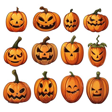 할로윈 호박의 벡터 컬렉션 휴일 할로윈과 추수감사절을 위한 디자인 호박 추수 감사절 패턴 Png 일러스트 및 이미지 에