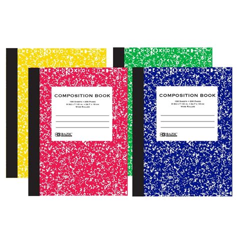 Bazic Composition Book Wide Ruled 100 Sheet Premium Marble Notebook