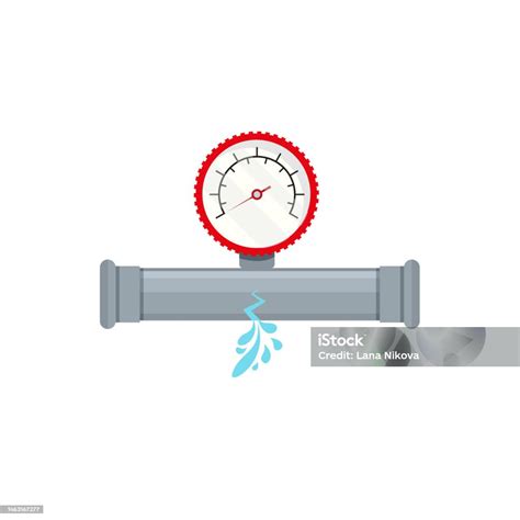 물이 새는 깨진 금속 파이프 플랫 스타일 벡터 삽화 파이프 라인의 일부입니다 금속에 대한 스톡 벡터 아트 및 기타 이미지