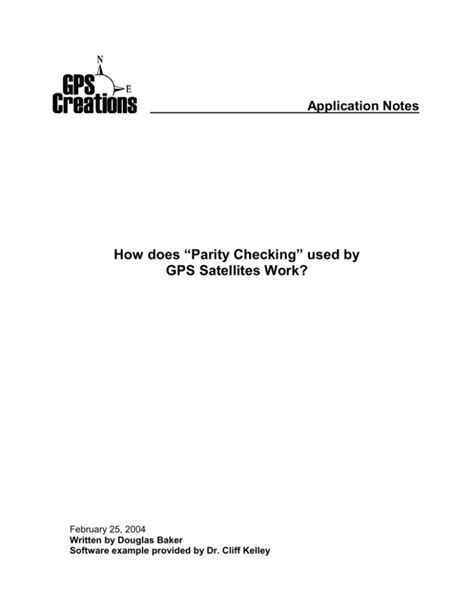 How Does “parity Checking” Used By Gps Satellites Work