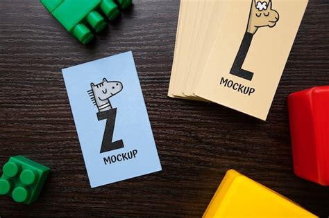 어린이 모형 디자인을 위한 플래시 카드 프리미엄 Psd 파일